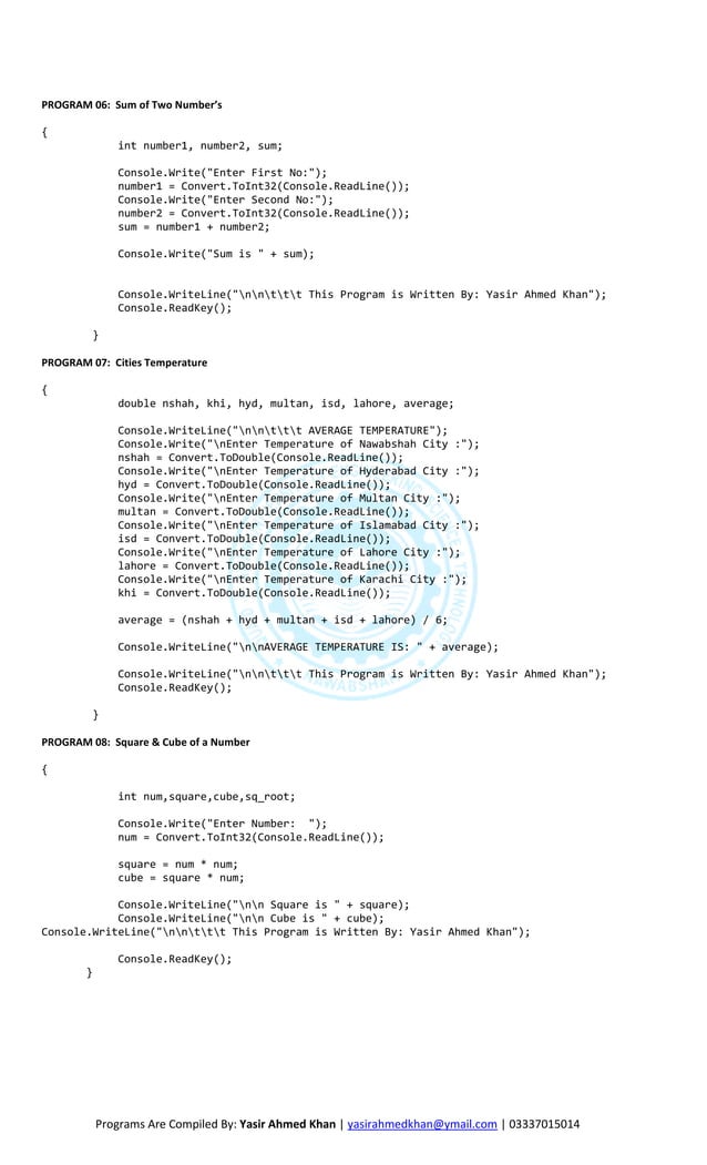 Console programms | PDF | Programming Languages | Computing