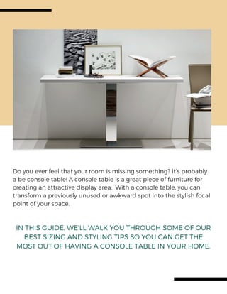 Console table buying guide styling & sizing tips | PDF | Woodworking ...
