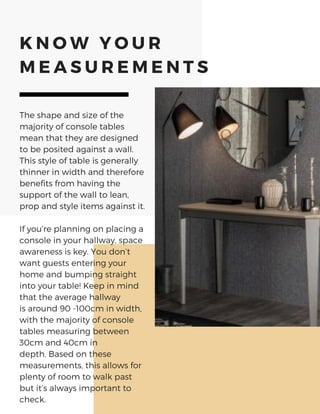 Console table buying guide styling & sizing tips | PDF | Woodworking ...