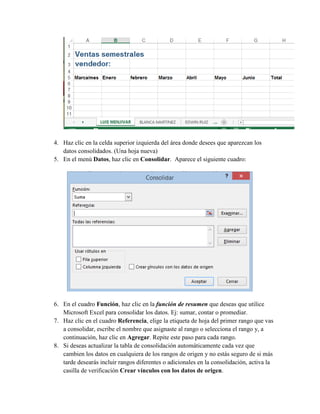 Consolidaciones en Excel | PDF