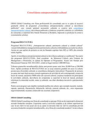 Consolidarea antreprenoriatului cultural | PDF