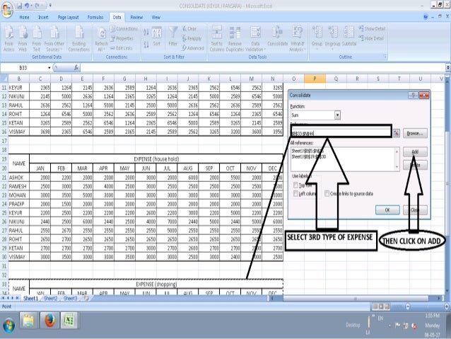 HOW TO USE CONSOLIDATE IN EXCEL