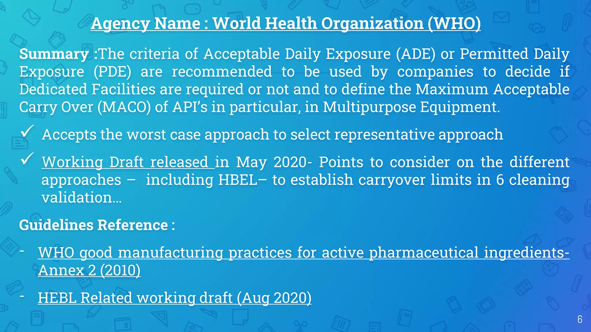 List of cleaning validation guideline | PPTX