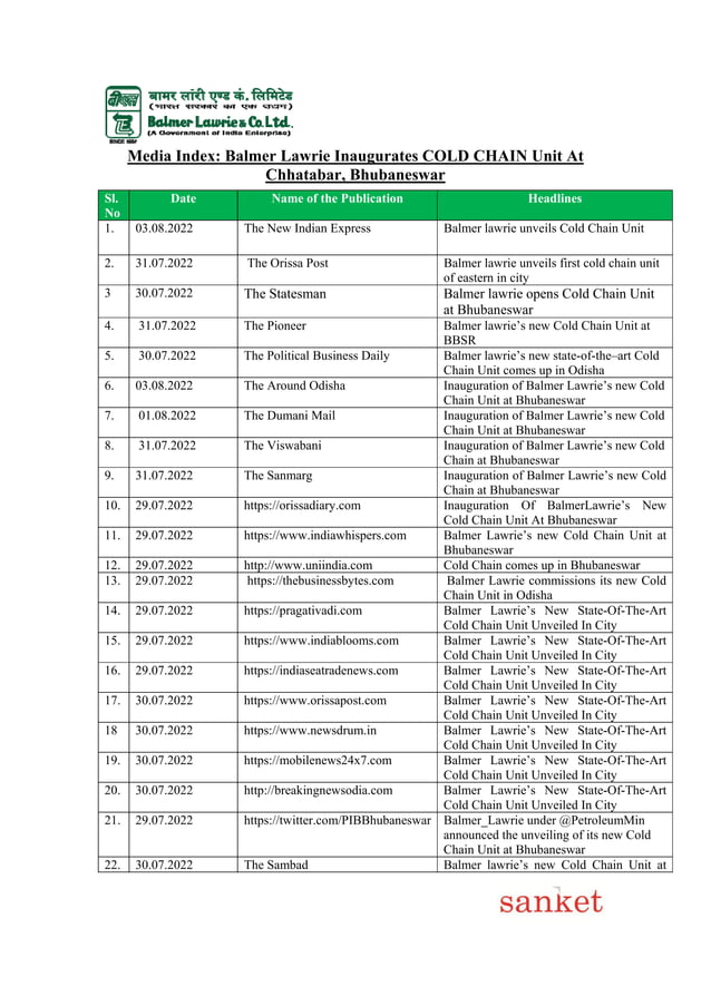 Consolidated Media Coverage on Inauguration of COLD CHAIN Unit by ...