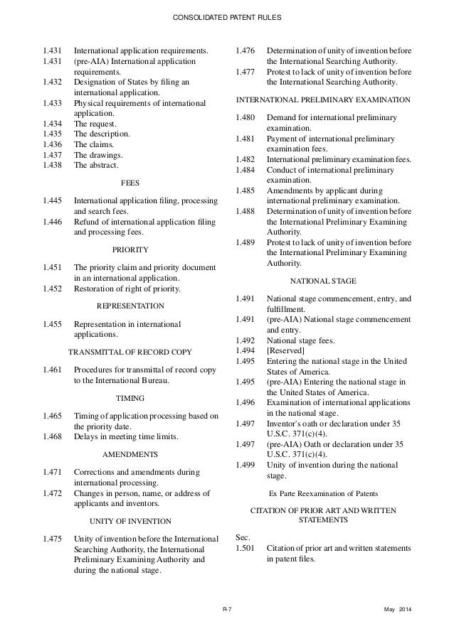 Consolidated Patent Rules Manual of Patent Examining Procedure Title