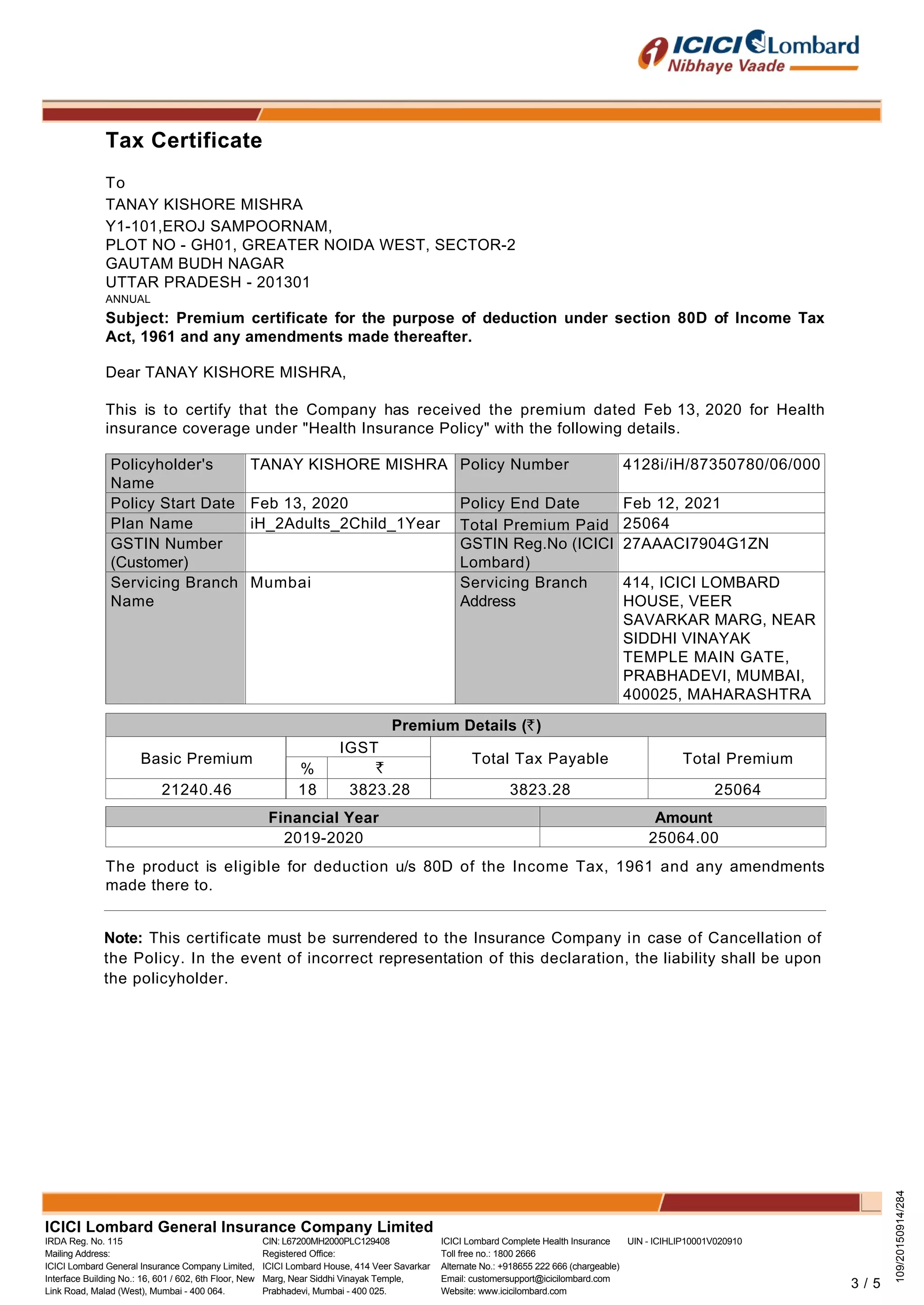Consolidated policy schedule | PDF
