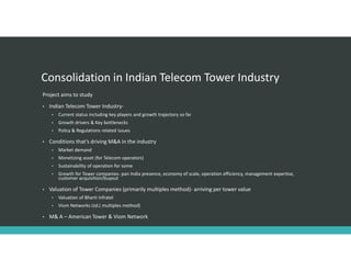 Consolidation in india telecom tower industry | PPT