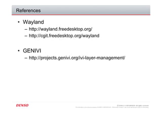 Consolidation of IVI Graphic Subsystems; Weston, a Wayland Compositor ...
