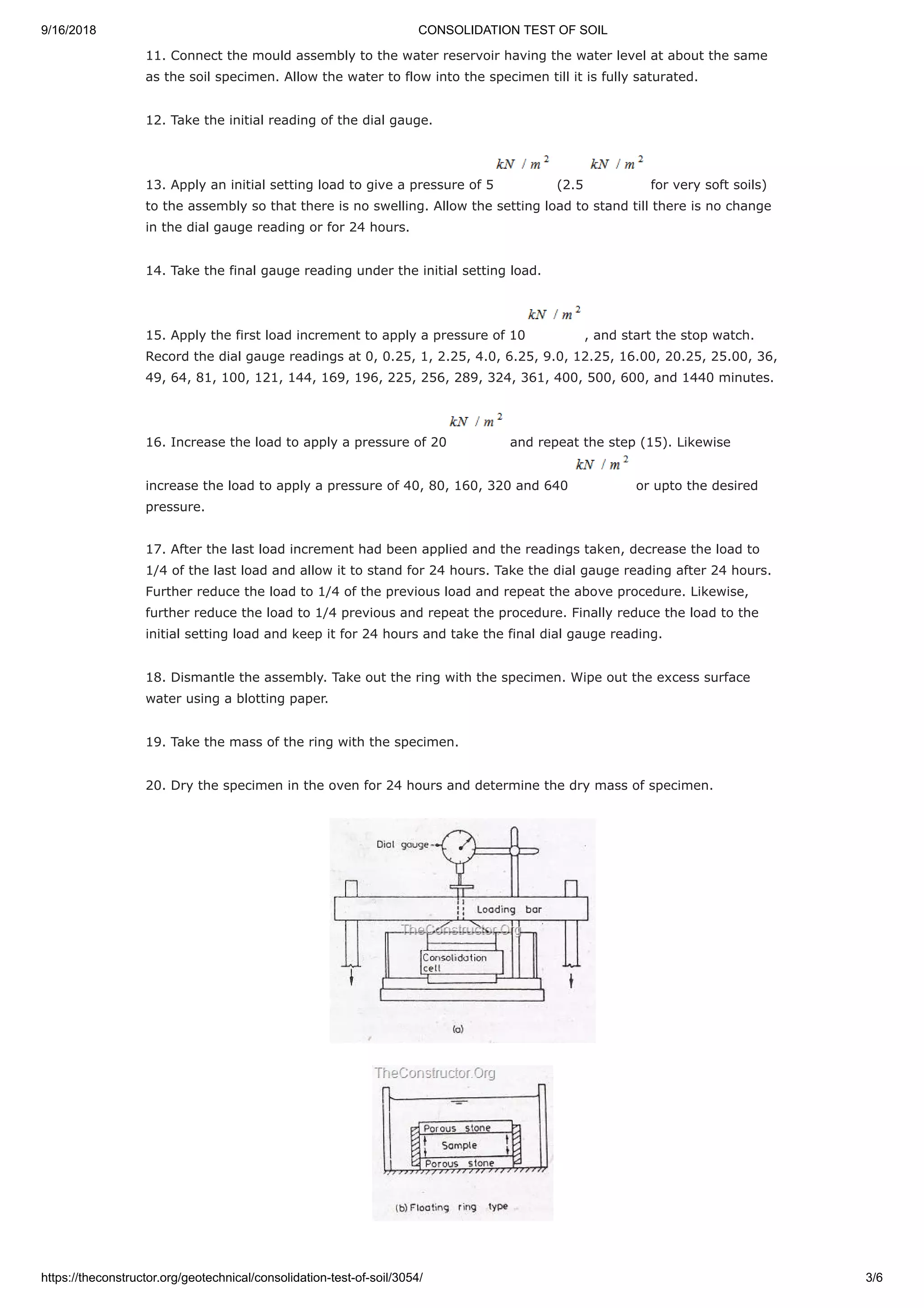 Consolidation test of soil | PDF