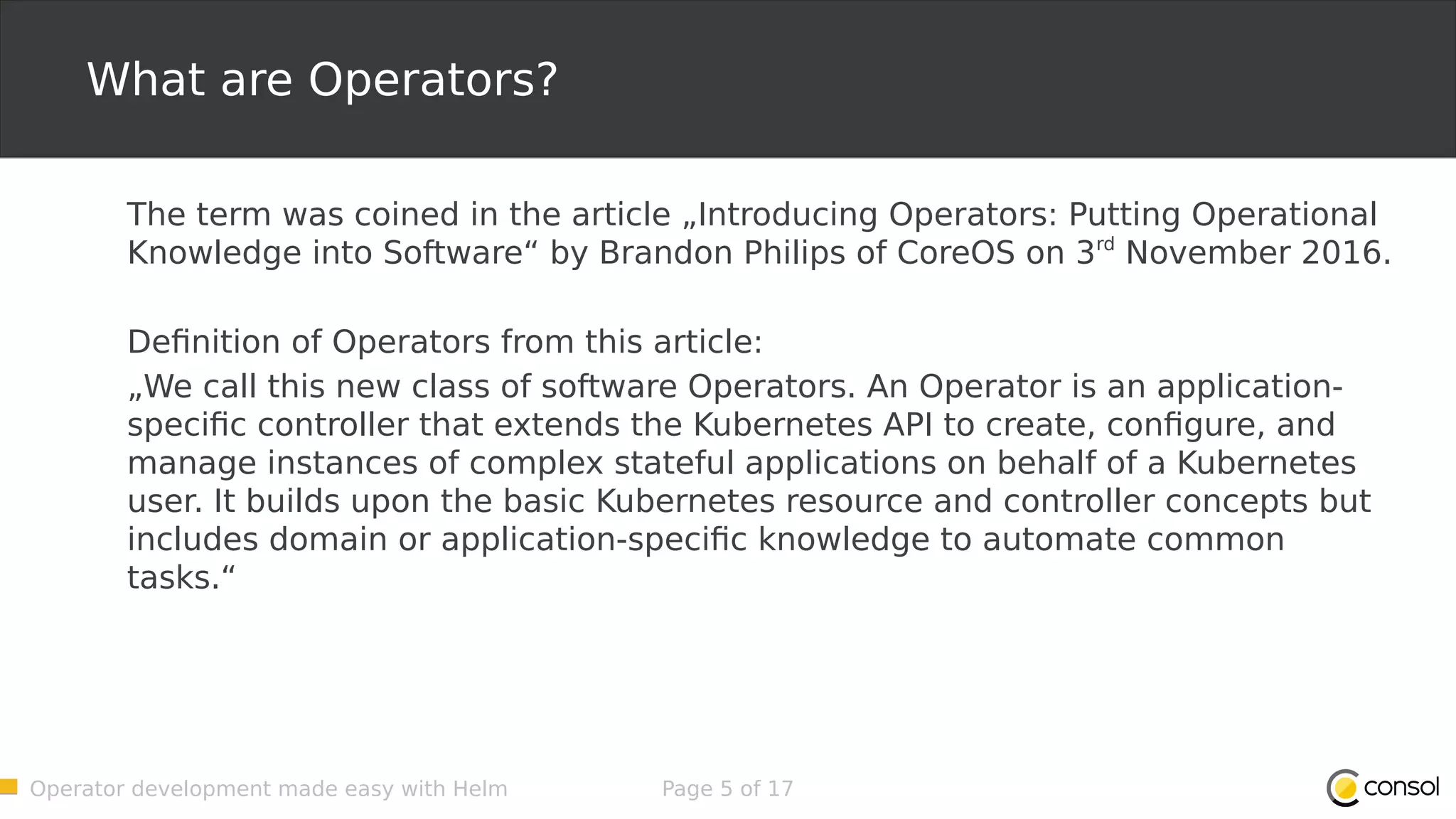 "Operator development made easy with Helm" | PPT
