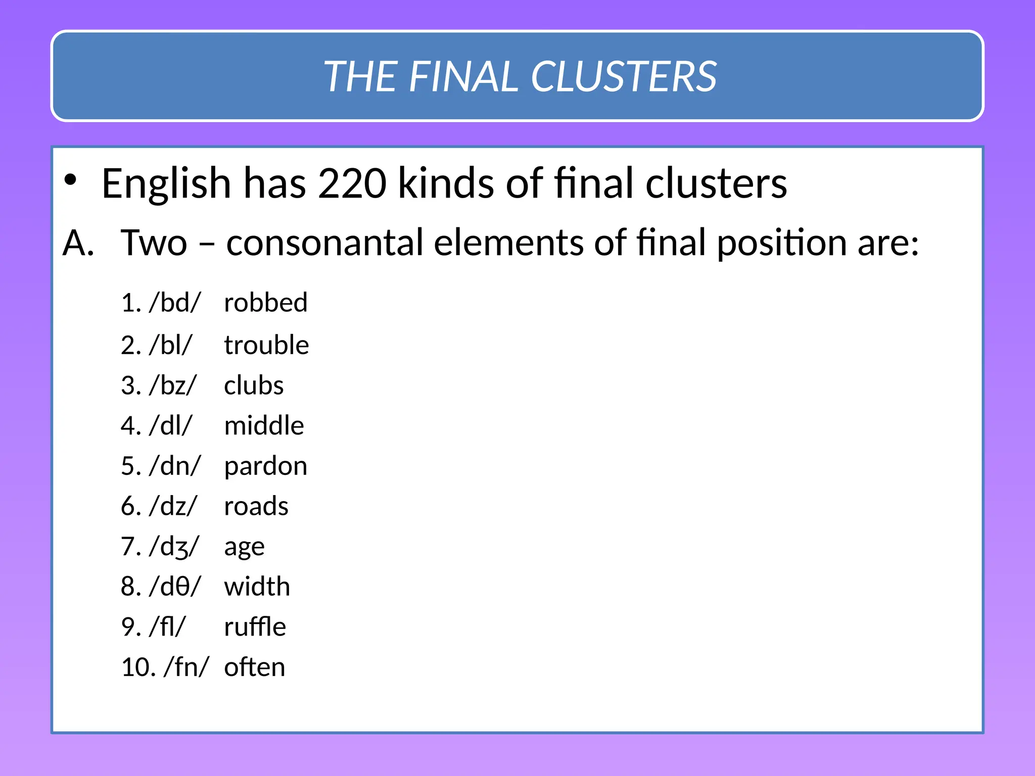 CONSONANT CLUSTERS ELEMENTS PHONOLOGY.pptx