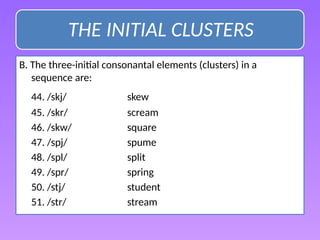 CONSONANT CLUSTERS ELEMENTS PHONOLOGY.pptx
