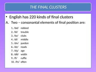 CONSONANT CLUSTERS ELEMENTS PHONOLOGY.pptx