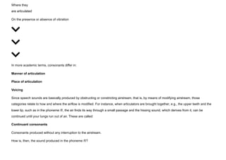 Consonant phonemes in English - a guide to sounds | PDF