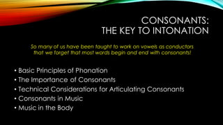 Consonants: The Key To Intonation | PDF