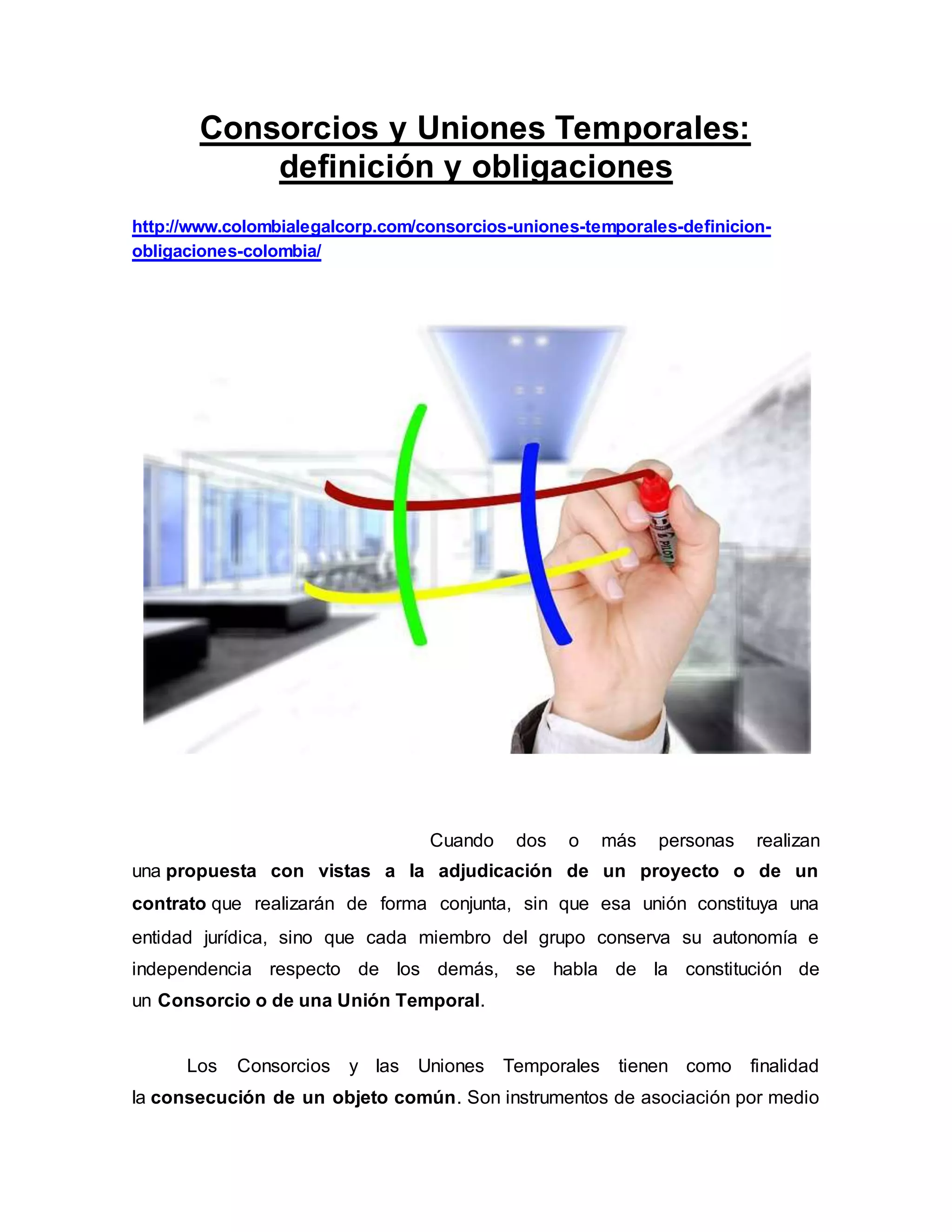 Consorcios y uniones temporales, definicion y obligaciones | PDF