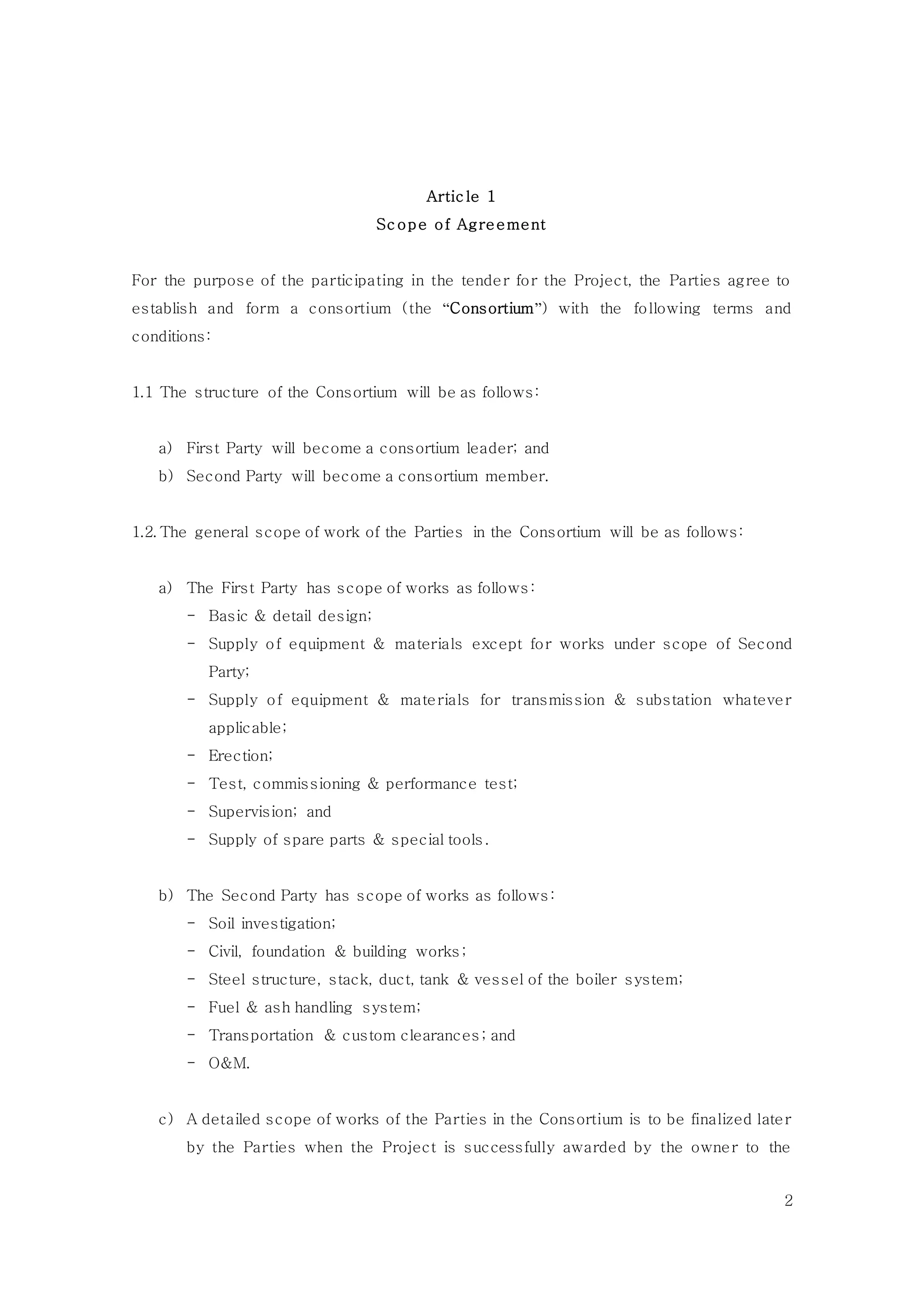 Consortium Agreement Sample (Purchase this doc, Text: 08118887270 ...