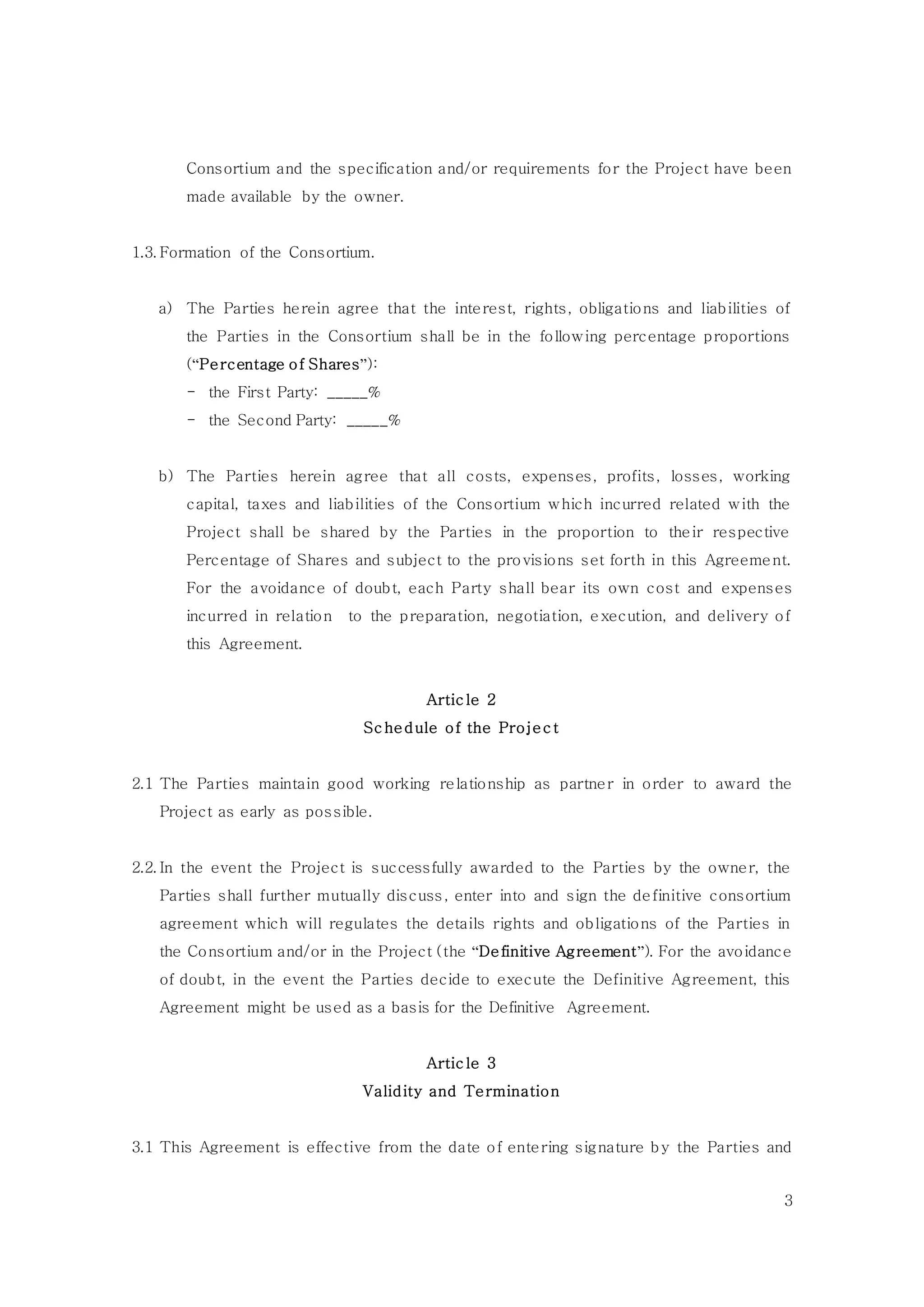 Consortium Agreement Sample (Purchase this doc, Text: 08118887270 ...