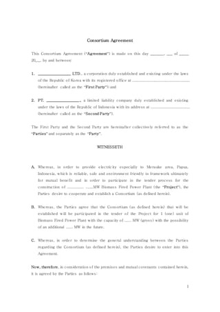 Consortium Agreement Sample (Purchase this doc, Text: 08118887270 ...