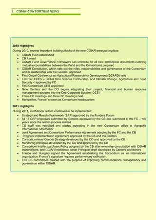 Consortium newsletter inaugural issue march 2012 | PDF | Agriculture ...