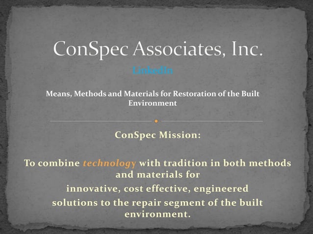 ConSpec Associates, Inc 2019 Structural | PPT