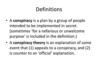 Conspiracy Theories and Explanations | PPT
