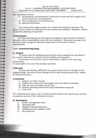consruction management lecture notes pdf | PDF