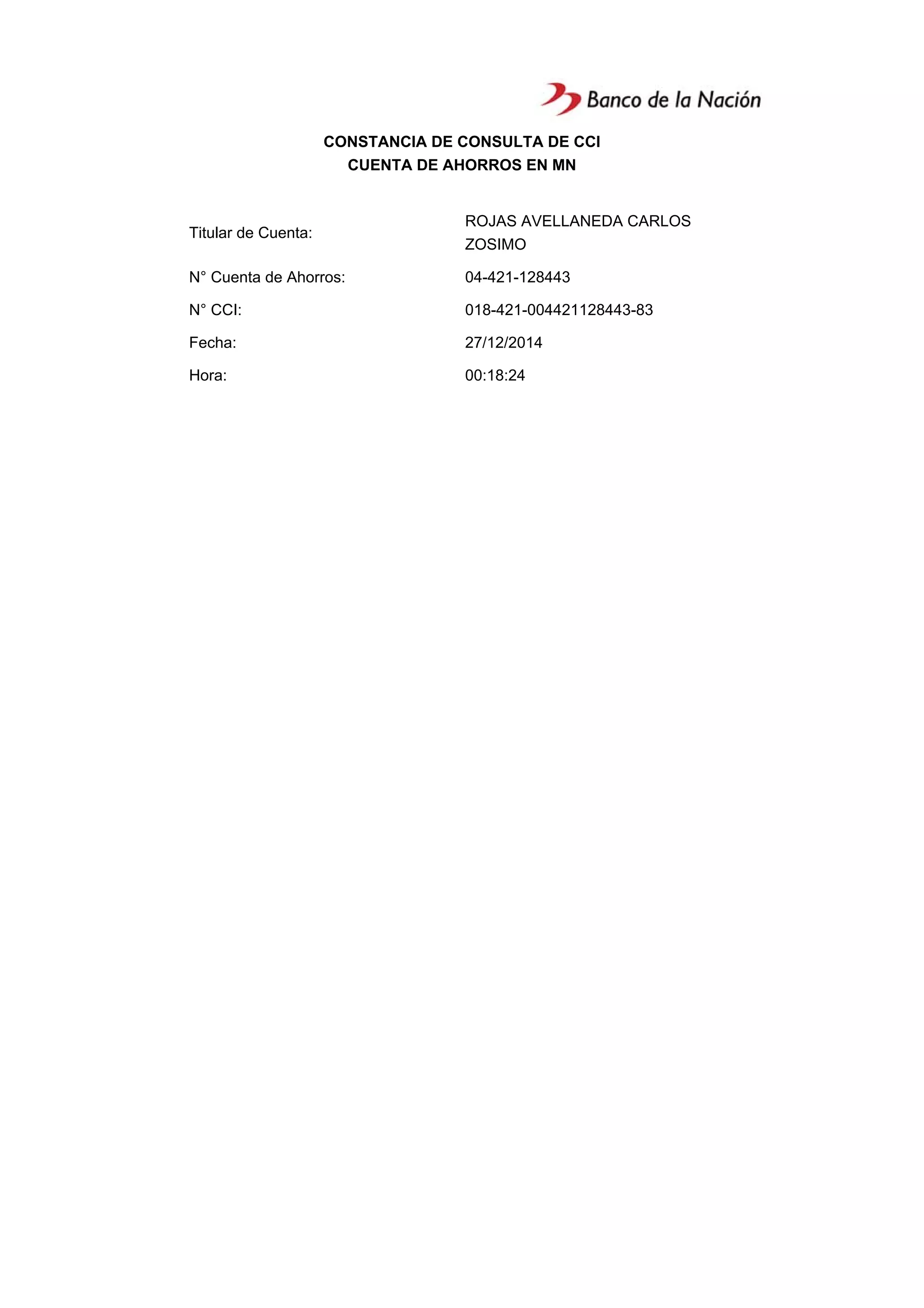 Constancia consulta de_cci_-_cuenta_de_ahorros | PDF