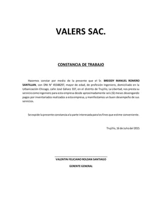 Constancia De Trabajo En Ingles Ejemplo