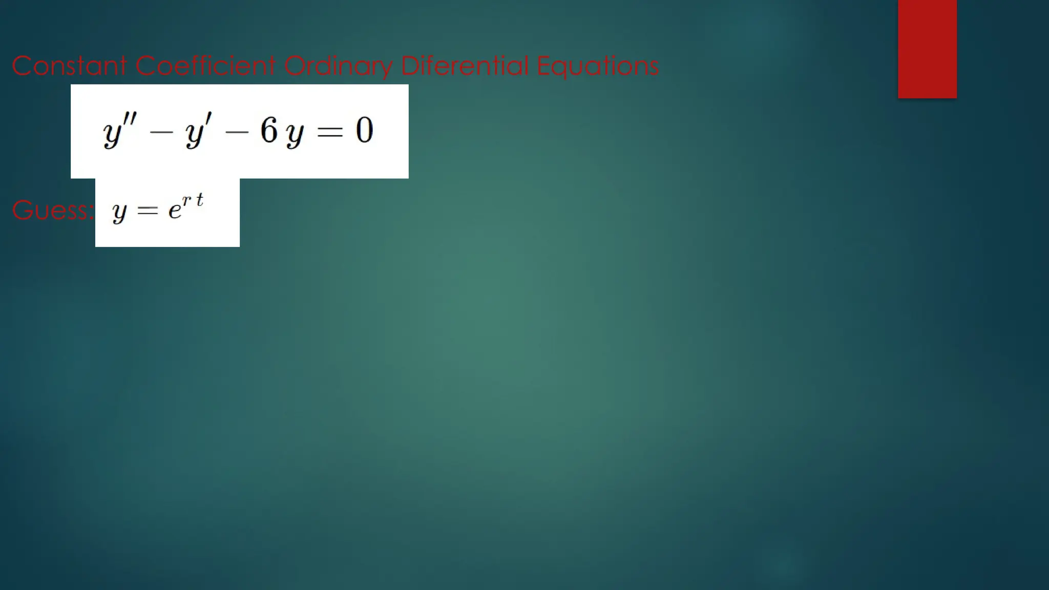 Constant Coefficient Ordinary Diferential Equations Applied Mathematics ...