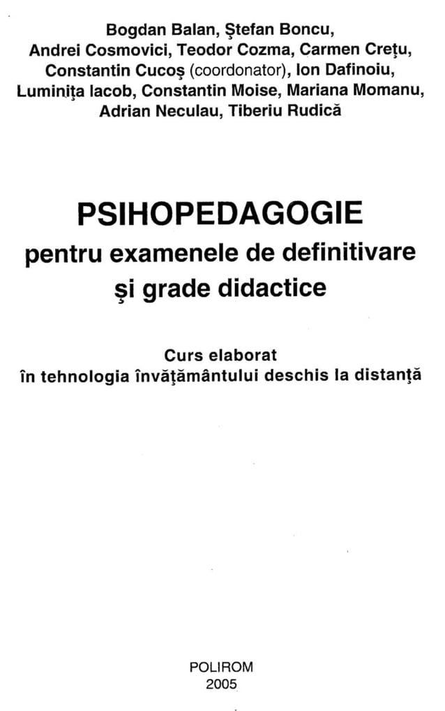 Constantin cucos-psihopedagogie-pentru-examenele-de-definitivare-si-grade-didactice | PDF
