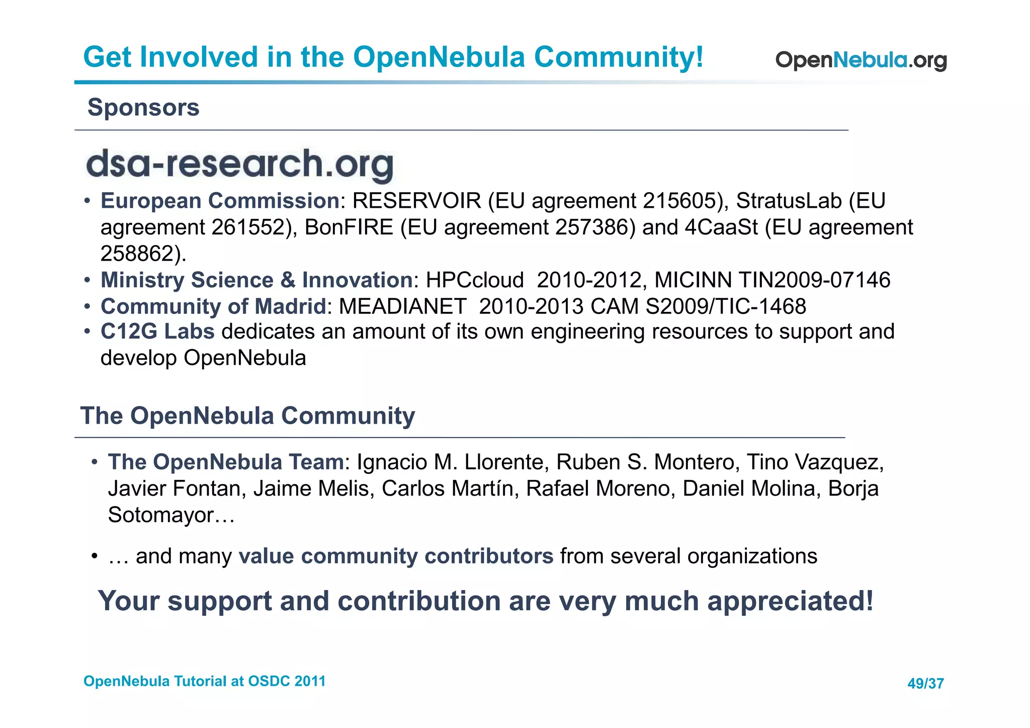 OSDC 2012 | OpenNebula Tutorial by Constantino Vazquez Blanco | PPT