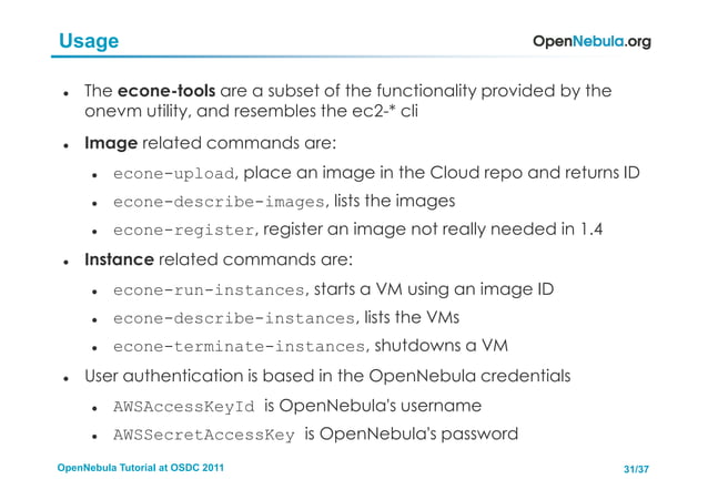 OSDC 2012 | OpenNebula Tutorial by Constantino Vazquez Blanco | PPT