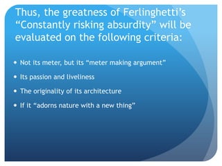 Constantly risking absurdity | PPTX | Poetry | Books and Literature