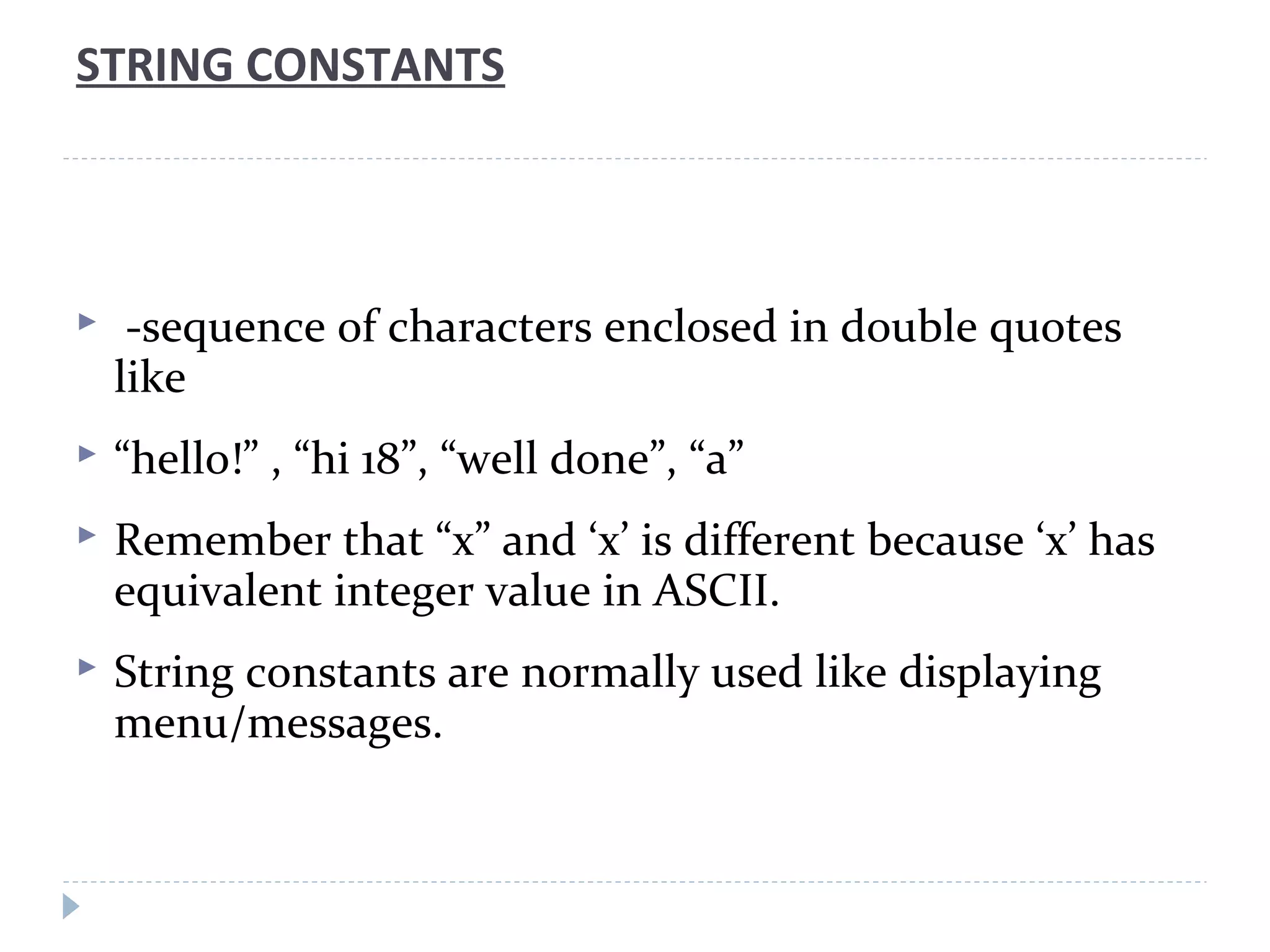 Constants | PPT | Programming Languages | Computing