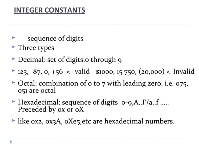 Constants | PPT | Programming Languages | Computing