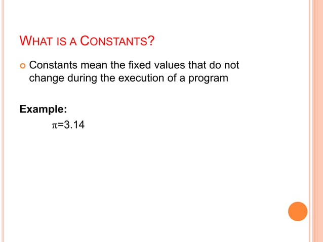 Constants in java | PPTX | Programming Languages | Computing