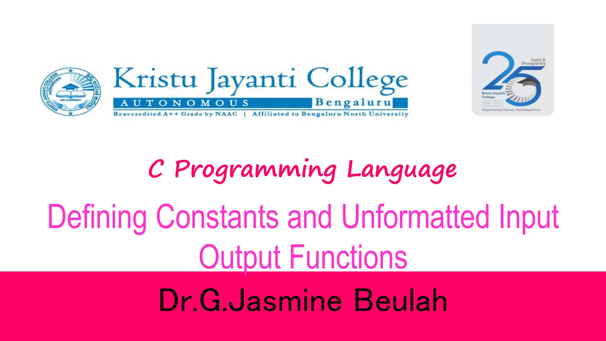 Constants And Unformatted Input Output Functions Pptx