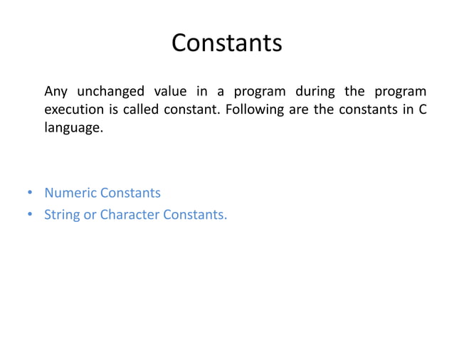 Constants and variables in c programming | PPT
