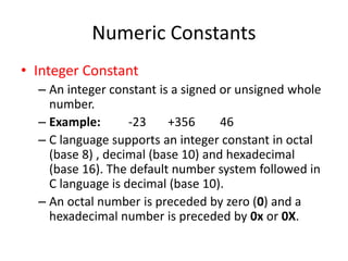 Constants and variables in c programming | PPT