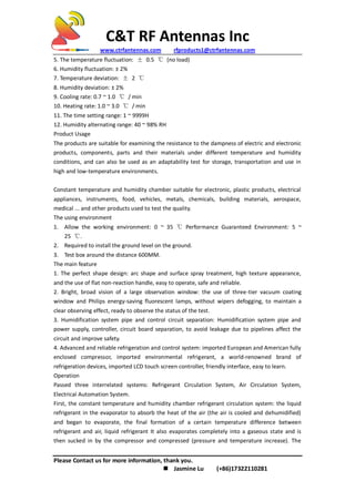 Constant temperature and humidity chamber - C&T RF Antennas Inc | PDF