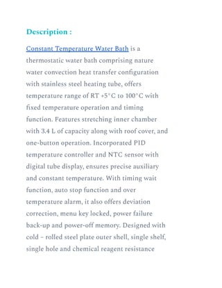 Constant Temperature Water Bath | PDF