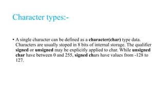 Constant, variables, data types | PPTX