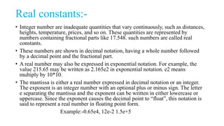 Constant, variables, data types | PPTX