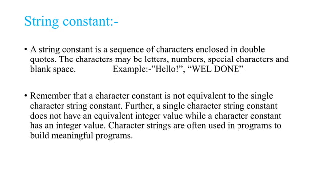 Constant Variables Data Types Ppt
