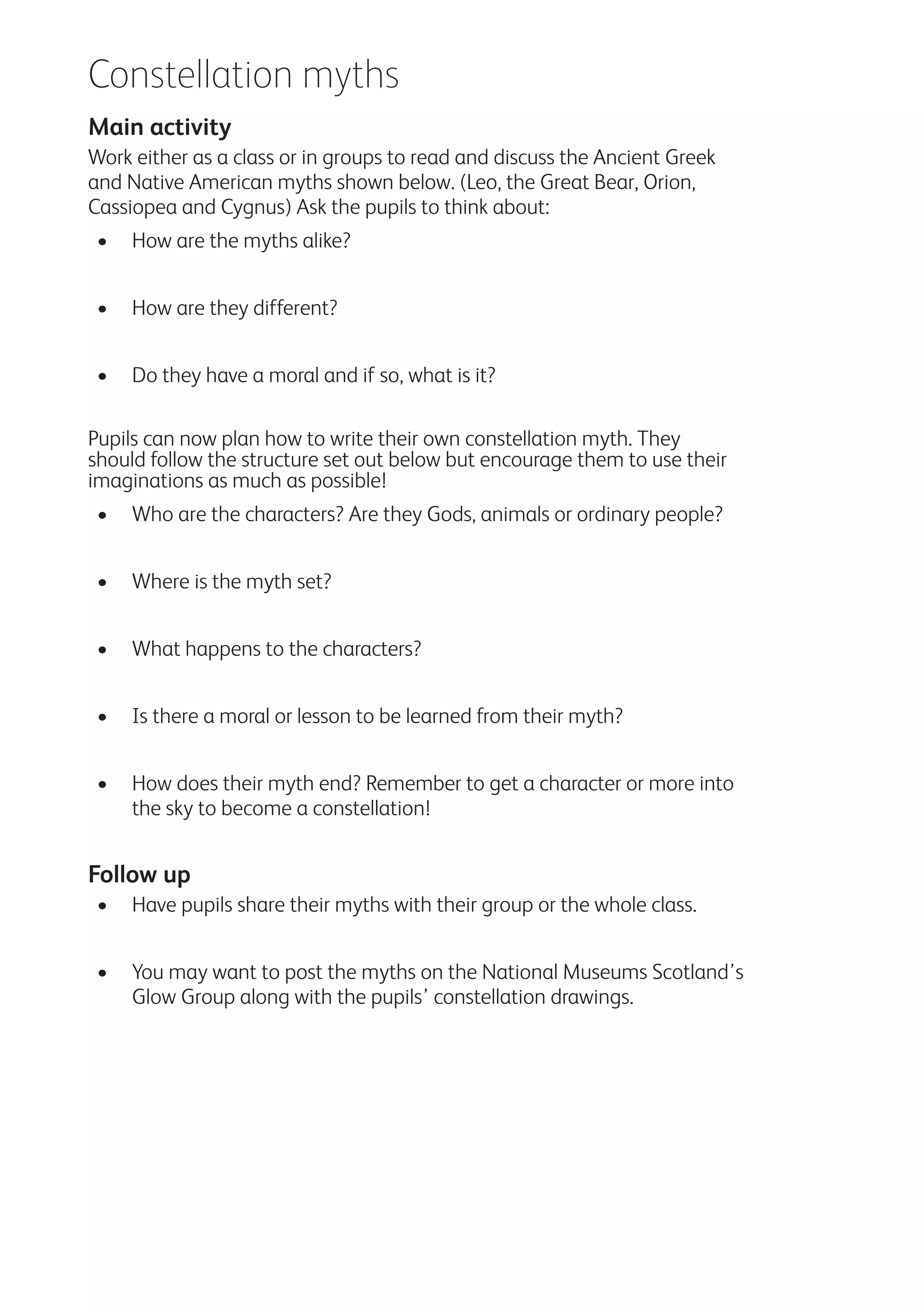 Constellation Myths Teachers | PDF