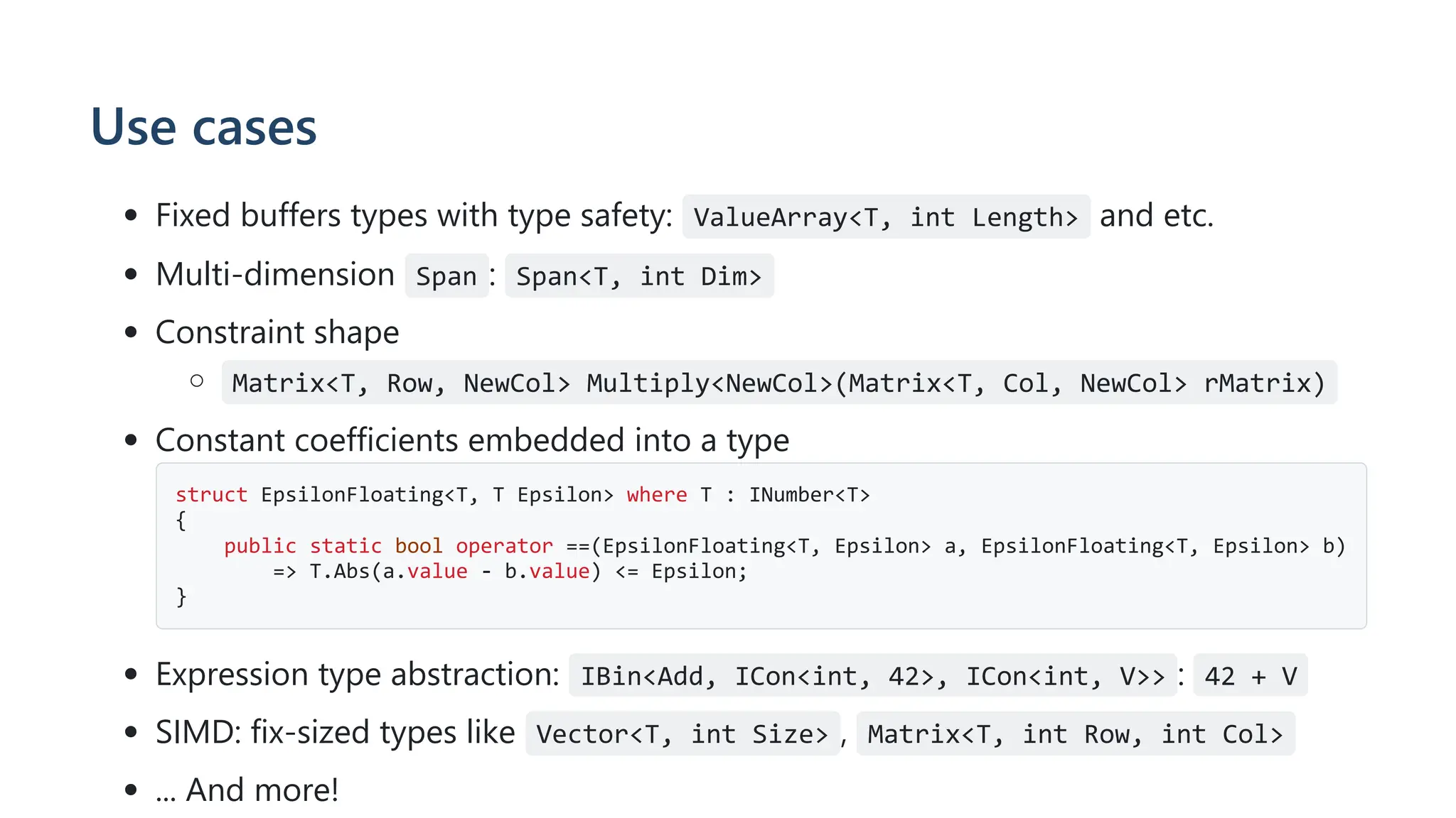 Const Generics for .NET, allowing compile-time constants as generic arguments | PDF