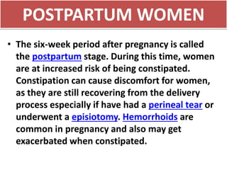 CONSTIPATION in Pregnancy & Postpartum women Dr. DIPTI NABH Dr. SHARDA ...