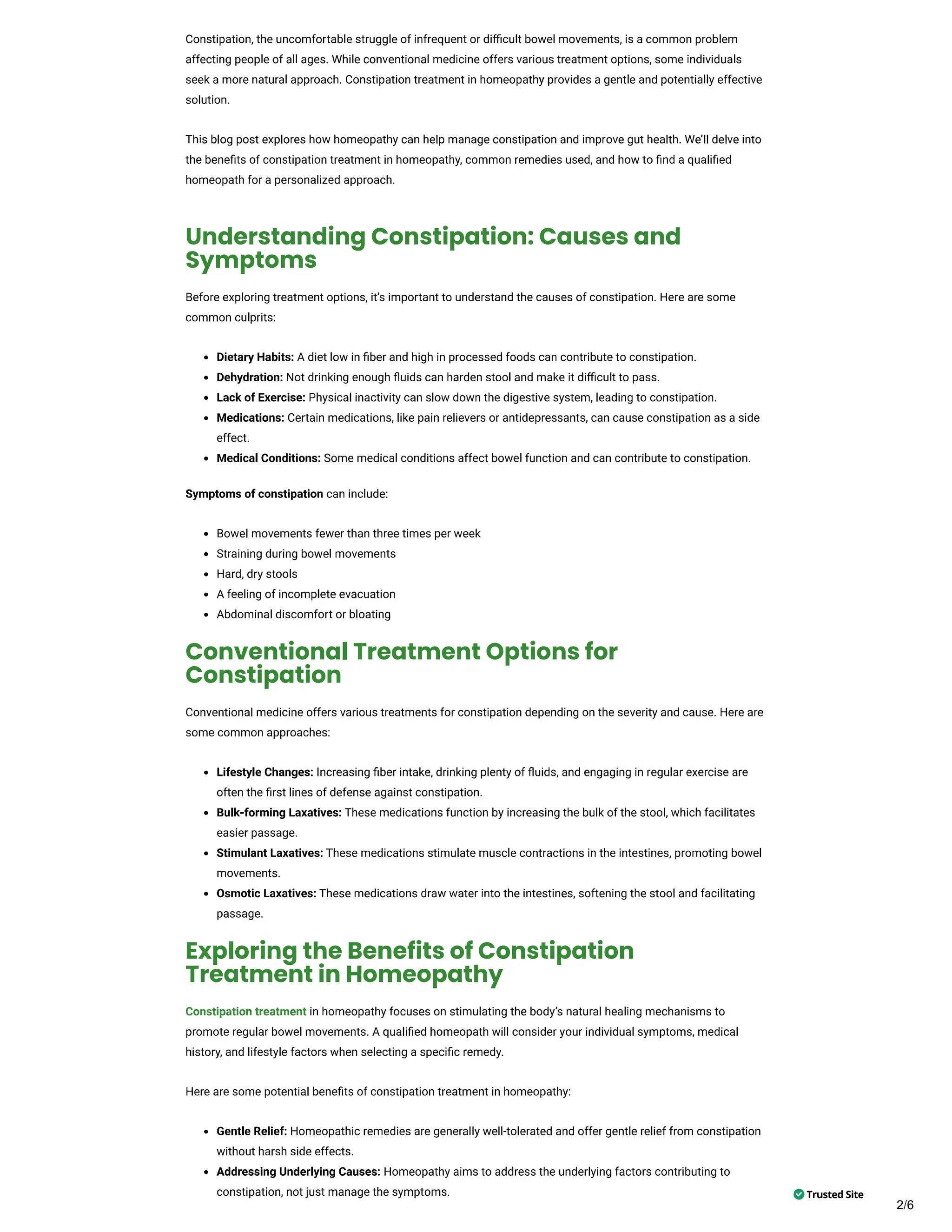 Constipation Treatment in Homeopathy: Key Remedies and Benefits | PDF