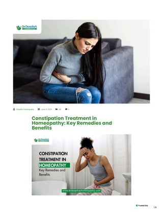 Constipation Treatment in Homeopathy: Key Remedies and Benefits | PDF